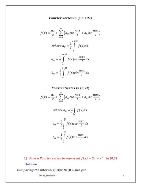 Notes Fourier Series In 02l Pdf