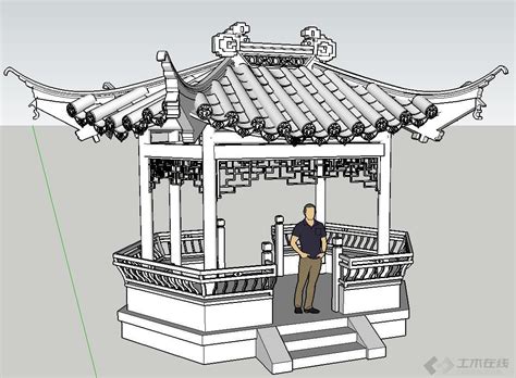 Su模型 长六角凉亭su模型 土木在线