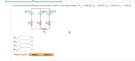 Solved Find The Potential Difference Across Each Resistor In