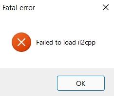 Ошибка failed to load il2cpp Что делать