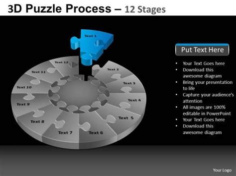 PowerPoint Process Diagram Pie Chart Puzzle Process Ppt Slide