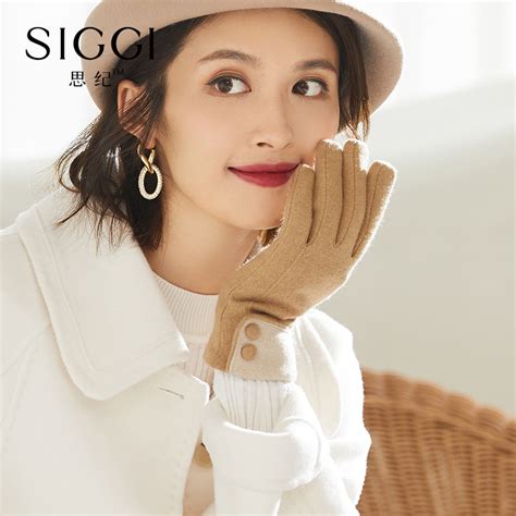 siggi羊毛分指手套女秋冬韩版加绒保暖手套加厚御寒开车防风手套 虎窝淘
