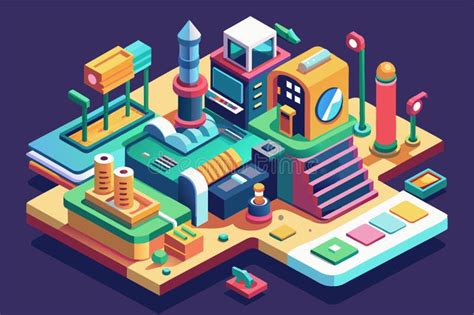 A Colorful Isometric Representation Features An Urban Landscape With Buildings Monuments And