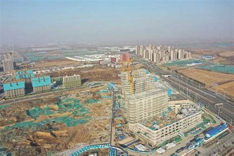 济南起步区：航拍山大二院起步区新院新貌齐鲁项目建设