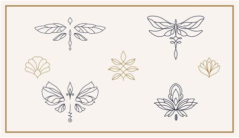 símbolos de logotipo de plantilla lineal con libélula de lujo sobre un fondo desnudo