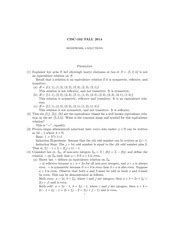 CISC Fall Homework Solutions CISC FALL HOMEWORK SOLUTIONS Problems