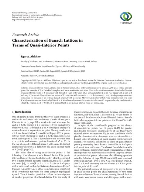 Pdf Characterization Of Banach Lattices In Terms Of Quasi Interior Points