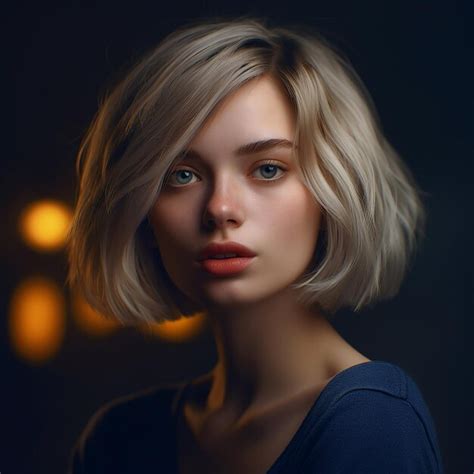 Premium Photo Beautiful Close Up Young Woman Face Portrait Short Hair