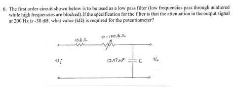 Solved The First Order Circuit Shown Below Is To Be Used Chegg