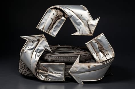 Premium Photo Eco Friendly Recycling Symbol With Aluminum Pressed Cans On A Clean And