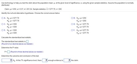 solved use technology to help you test the claim about the