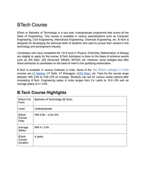 Btech Course Pdf