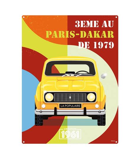 Déco Dinan Plaque en métal voiture ancienne Renault L créée en ème du Paris Dakar de
