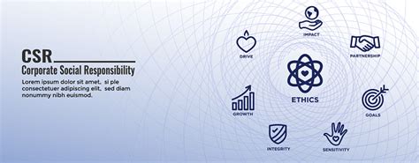 Csr기업의 사회적 책임 개요 아이콘 세트 웹 헤더 배너 충격에 대한 스톡 벡터 아트 및 기타 이미지 충격 사회 문제