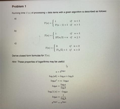 solved problem 1 running time t n of processing n data