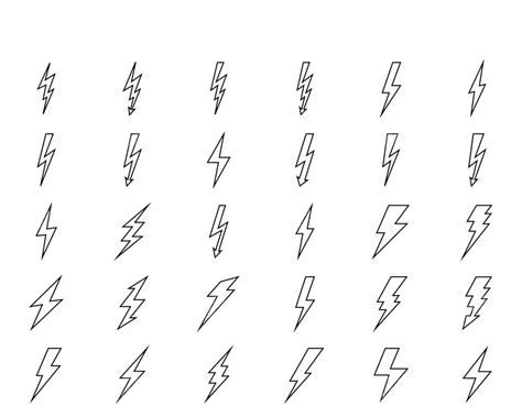 Lightning Vector Icons Set Graphic Electrical Outline Vector Graphic