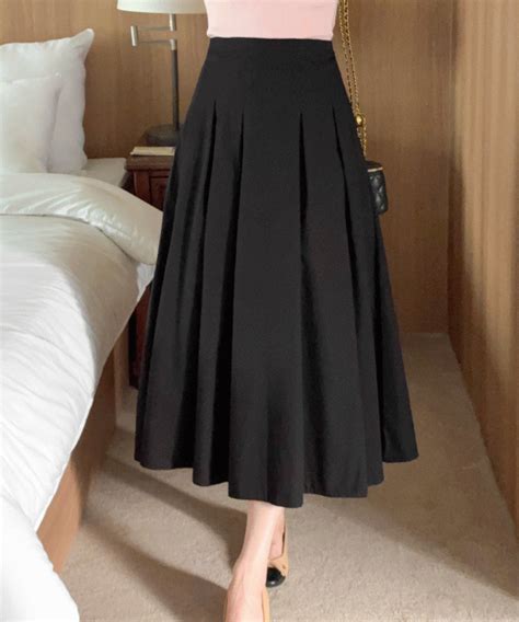 모리룸 🤎가을신상 페닝 핀턱 플리츠 플레어 스커트