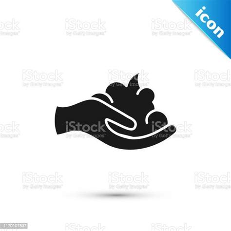 Busa Gel Cukur Hitam Di Ikon Tangan Terisolasi Pada Latar Belakang