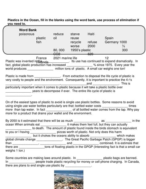Ppt Rott Fill In The Blank Plastics In The Ocean 7th Grade Science Q2