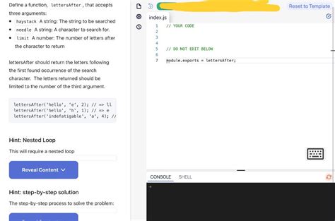solved reset to template lo define a function lettersafter