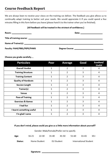 Feedback Report Example Free Report Examples