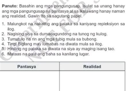 Panuto Basahin Ang Mga Pangungusap Isulat StudyX