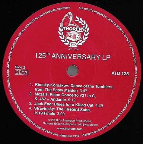 Various Thorens 125th Anniversary Lp Thorens Atd 125 Absolute Records Singapore