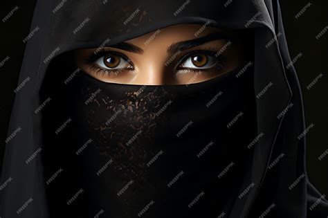 Premium Ai Image Closeup Portrait Of An Arab Woman Wearing Niqab Ai