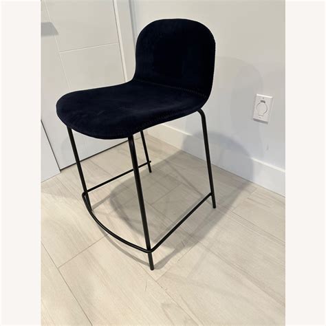Cb2 Counter Height Blue Velvet Stools Aptdeco