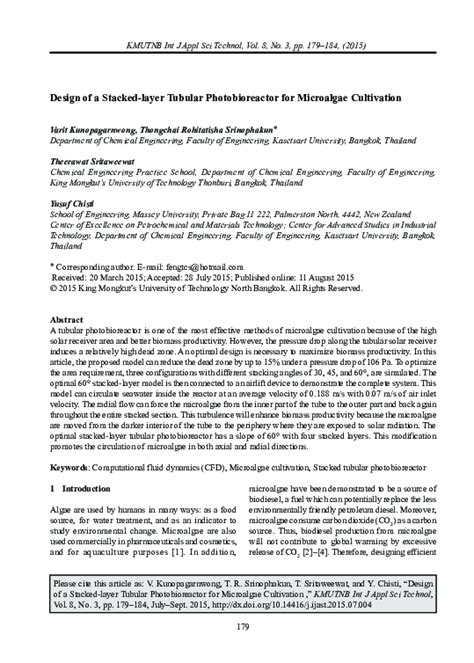 Pdf Design Of A Stacked Layer Tubular Photobioreactor For Microalgae