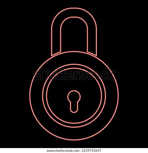Neon Lock Padlock Icon Black Color Stock Vector Royalty Free