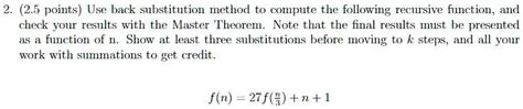 2 2 5 points use back substitution method to compute the following