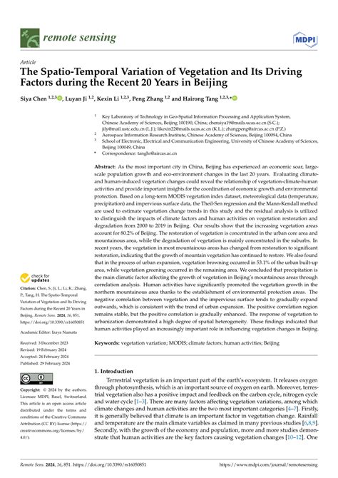 Pdf The Spatio Temporal Variation Of Vegetation And Its Driving