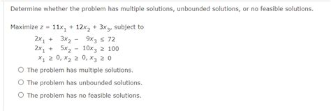 Solved Determine Whether The Problem Has Multiple Solutions