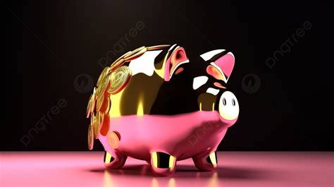粉色存錢罐和金幣 3d 渲染插圖 存錢罐 錢豬 金猪背景圖片和桌布免費下載