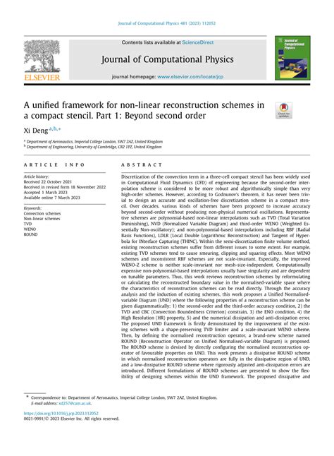 Pdf A Unified Framework For Non Linear Reconstruction Schemes In A