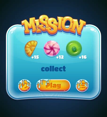 Game pop-up window with main menus panel Vector Image