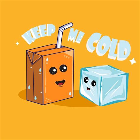 Premium Vector Vector Illustration Of Juice Anda Ice Cube Mascot Cartoon