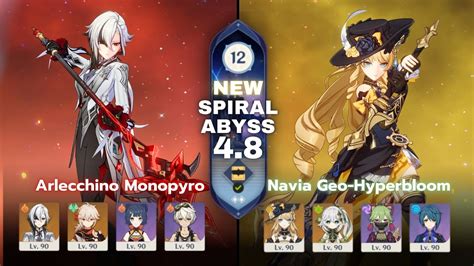 Arlecchino C1 Monopyro Navia C0 Hyperbloom New Spiral Abyss 4 8