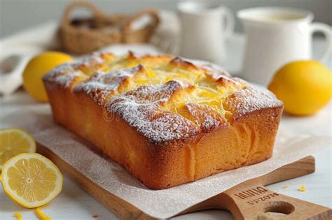 Sweet Citrus Lemon Bread Sugar Coated A Close Up Of Whole Loaf Stock