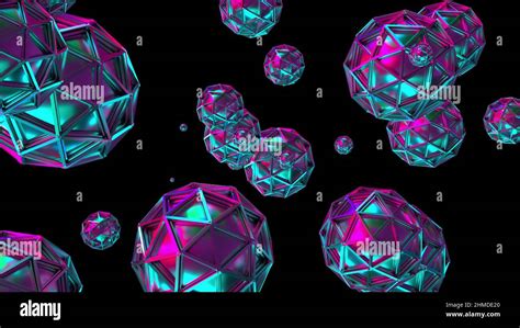 Balls Enclosed In Rhombic Mesh 3d Render Sweep Across Surface Holographic Shapes With Gradient