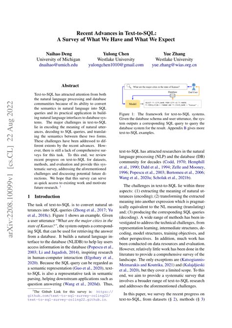 Pdf Recent Advances In Text To Sql A Survey Of What We Have And What We Expect