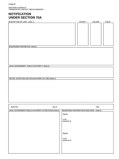 Fillable Online Form N1 The Form N1 Notification Under Section 70a Is Lodged To Warn A