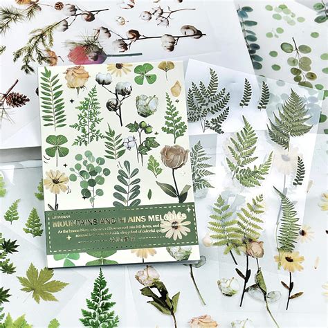400pcs Plants Floral Scrapbook Stickers Kit Vintage Fern