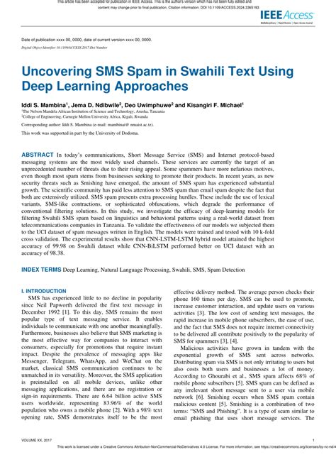 pdf uncovering sms spam in swahili text using deep learning approaches