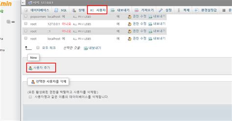 Blackandwhite Mysql Mysql Phpmyadmin에서 유저 추가하기