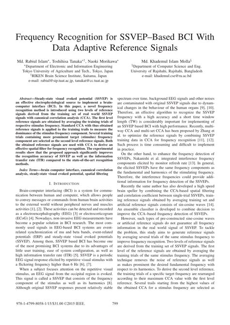 pdf frequency recognition for ssvep based bci with data adaptive