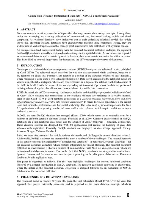 Pdf Coping With Dynamic Unstructured Data Sets Nosql A Buzzword