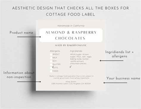 Ohio Cottage Food Label Template Free Printable Templates