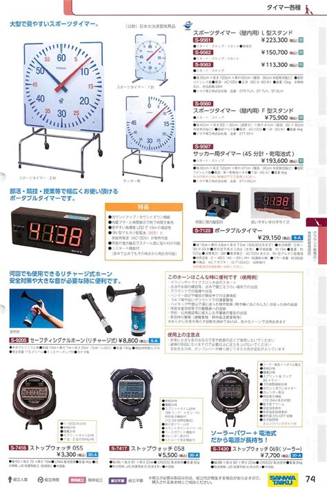 LED機器は三和体育2021カタログ の ページ74 に掲載されていますスポーツメーカーカタログ 目次ページ